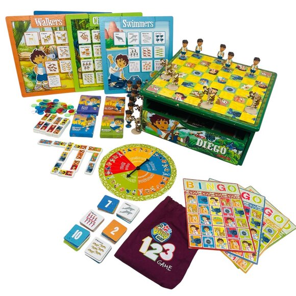 Games | Go Diego Game House Wooden Table Box 8 Multi Game Set Checkers ...